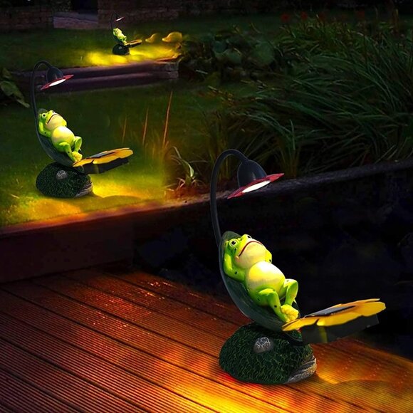 Holiday | New Garden Frog Statues Decor Funny Frog Figurines With Solar ...